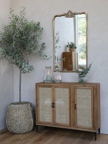 Hnědý obal na květináč s proutěným vzorem Corte I - Ø 39*38cm