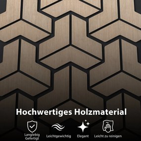 Costway Sada 4 akustických panelů na stěny s 27 Nepravidelné dřevěné pásy