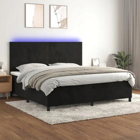 Fionshop 264251245 Box spring postel s matrací a Led černá 200x200 cm sam