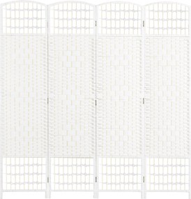 HOMCOM Skládací Předěl s 4 Panely 160x170 cm, S Rámem z Dřeva a Papírovým Provázkem pro Ložnici a Obývací Pokoj - Bílá | Aosom
