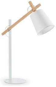 Bílá stolní lampa z masivu akácie s textilním stínidlem (výška 65 cm) Kosta – Kave Home