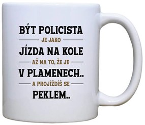 Super plecháček Keramický hrnek s potiskem Být policista Objem a motiv: 320 ml bílý uvnitř