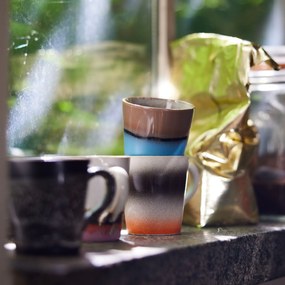 HK living Kameninový hrneček na espresso 70's Funky 80 ml - set 4 ks, multi barva, keramika