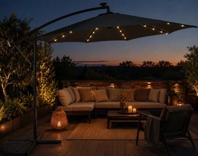 Zahradní LED slunečník s bočním ramenem 300 cm šedý