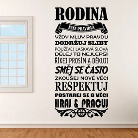 Pravidla rodiny - vinylová samolepka na zeď 80x38cm