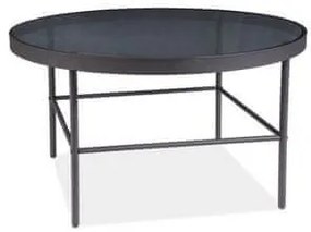 Signal Konferenční stolek VANESSA kulatý, kov černá, tvrzené sklo černé, 80x80 cm