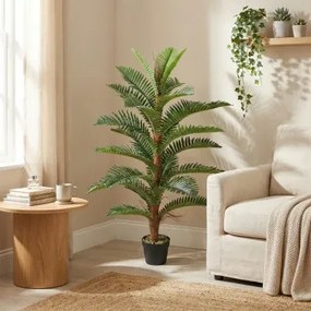 HOMCOM Umělá palma 120 cm s 24 listy z PEVA, dekorativní rostlina s plastovým květináčem, zelená