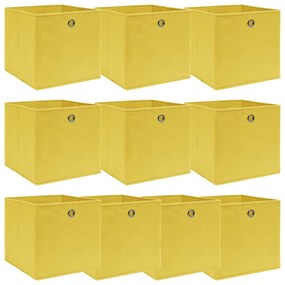 Úložné boxy 10 ks žluté 32 x 32 x 32 cm textil - Default Title