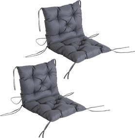Sada 2 sedacích polštářů Outsunny, 98cm x 50cm x 8cm s popruhy, pratelné ergonomické polštáře na sezení pro domov, zahradu, pohovku, šedé | Aosom