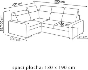 Sedací souprava PEDRO L | 200x250 | rozkládací + úložný prostor | VÝBĚR TKANIN