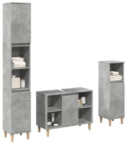 3dílný set koupelnového nábytku betonově šedý kompozitní dřevo 3324951