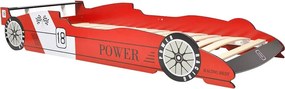 Dětská LED postel závodní auto, 90x200 cm, červená 243936