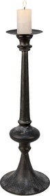 Kovový černý svícen s patinou Coretta - Ø 15*45 cm