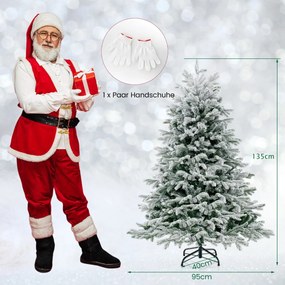 Costway 135 cm umělý vánoční stromek se sněhem a 688 smíšenými větvemi vánoční