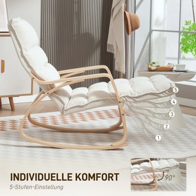 HOMCOM Houpací křeslo s opěrkou, nastavitelný podnožník, ušák, čalouněný relaxační křeslo s vzhledem lnu, houpací křeslo, čtecí křeslo do obývacího p…