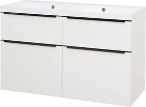 Mereo Mereo, Mailo, koupelnová skříňka s umyvadlem z litého mramoru 121 cm, černé madlo, CN513MB