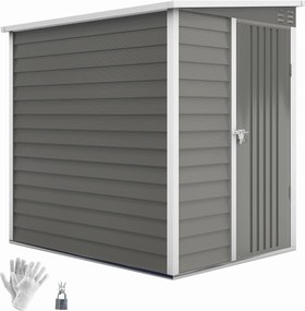 Outsunny Kovový Kůlna na Nástroje 2,3m² 142x184x181cm Skladovací Kůlna s Základem, Pultová Střecha, Okno, Zámková Dveře, Rukavice, Voděodolná Zahradní