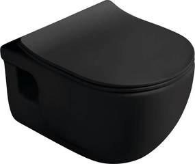 Sapho Sapho, BRILLA závěsná WC mísa, Rimless, 36,5x53cm, černá matná, 100614-110