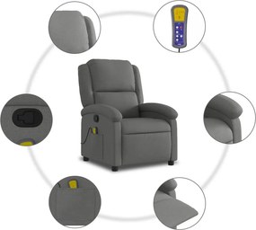 Masážní křeslo s polohovacím mechanismem, tmavě šedé, látkové 3205417