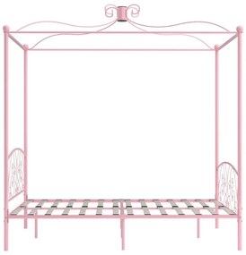 Petromila Rám postele s nebesy růžový kovový 120 x 200 cm