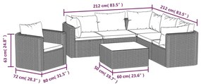vidaXL Marketos 7dílná zahradní sedací souprava s poduškami polyratan černá