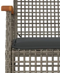 4Dílný Zahradní Jídelní Set S Poduškami Šedá Polyratan - lavice / 6 / 140 cm dlouhý stůl