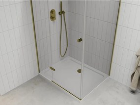 Mexen Roma sprchový kout 120 x 80 cm, 6mm čiré sklo, zlatý profil + sprchová vanička Slim, 854-120-080-50-00-4010