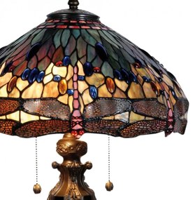 Stolní lampa Tiffany Dark dragonfly – 42x64 cm