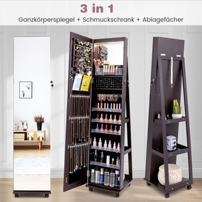 Costway Uzamykatelná šperkovnice s integrovaným make-up zrcadlem