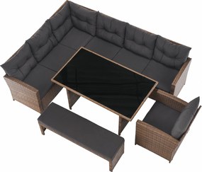 Zahradní ratanový set, šedohnědá/světle hnědá, SAGIR