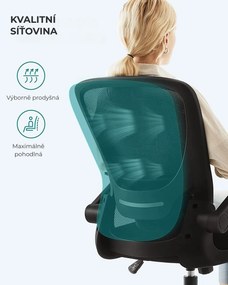 Kancelářská židle ERGO se sklopnými područkami, max. 120 kg, černá SongmicsHome