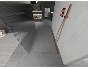 Mexen Kioto, sprchová zástěna Walk-In 110 x 200 cm, 8mm sklo s žebrovým vzorem, růžové zlato profil, 800-110-002-60-09