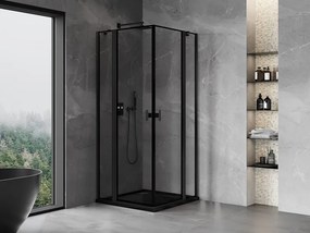 Mexen, Mexen Mist Duo výklopný sprchový kout 95 x 95 cm, černý rám - 8A4-095L-095P-70-70