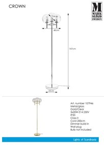 Markslöjd 107946 - Stojací lampa CROWN 3xE14/20W/230V