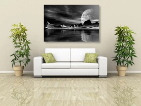 Obraz  futuristická krajina v černobílém provedení - 120x80 cm