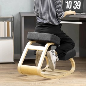 Ergonomická klečící židle Vinsetto s rámem z březového dřeva, molitanovým a polyesterovým polstrováním pro domácnost a kancelář, černá
