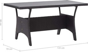 vidaXL Zahradní stůl 120 x 70 x 66 cm polyratan [316584] Barva: Tmavě šedá