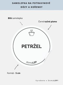 Samolepka na kořenky PETRŽEL bílá 5 cm tučné písmo