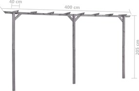 Zahradní pergola šedá 400 x 40 x 205 cm impregnovaná borovice 313568