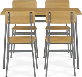 Jídelní set s 4 židlemi AUT-O2156 OAK, mdf, divoký dub (110 x 70) cm hnědá