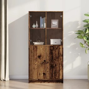 Highboard s dvířky old wood 68 x 37 x 142 cm kompozitní dřevo 3318722