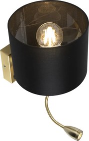 Chytrá nástěnná lampa zlatá s USB a černým stínítkem vč. WiFi A60 - Brescia