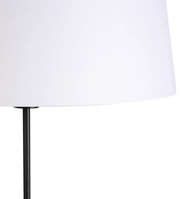 Stojací lampa černá s bílým plátěným stínidlem nastavitelným 45 cm - Parte