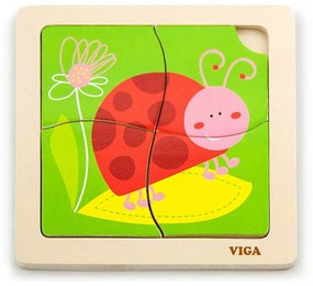 Dřevěné puzzle pro nejmenší Viga 4 ks Beruška Barva: multicolor