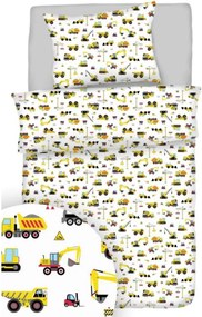 Povlečení bavlněné dětské Stavební stroje TiaHome - Detský set 130x90cm + 65x45cm