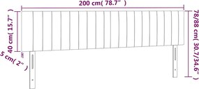 Čelo postele s LED tmavě modré 200x5x78/88 cm samet 3121920