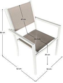 Kondela Zahradní stohovatelná židle, bílá ocel/světle šedá, DORIO