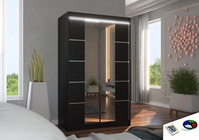 ADRK Furniture Posuvná skříň se zrcadlem a LED osvětlením GENUA 120 SW-GEN-B-120+L-V089