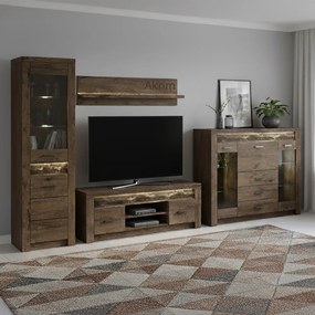Obývací stěna INDIANAPOLIS t | sestava D | 330 cm | jasan tmavý