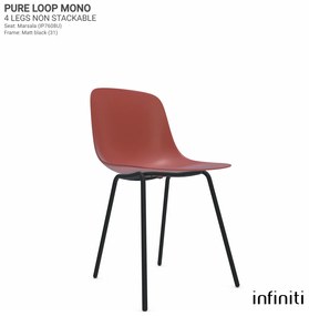 Židle Pure Loop Mono - nestohovatelná Barva kovové konstrukce: Matt black 31, Barva sedáku a opěradla z recyklovaného plastu: Marsala IP7608U